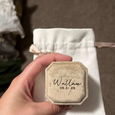 Custom Wedding Ring Box Monogram Ring Bearer Personalized Velvet Ring ...