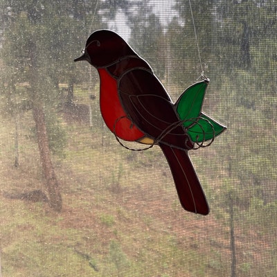 Stained Glass American Robin Sun Catcher - Etsy