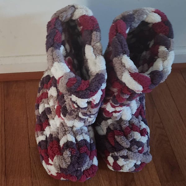 Chunky Knit Bootie Slipper/full Video Tutorial/hand Knit Slippers ...