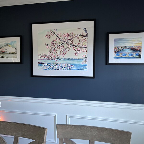 Washington DC Cherry Blossom Jefferson Monument Original Print by Cris ...