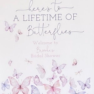 Butterflies Bridal Shower Welcome Sign, 36x48 Poster, Bachelorette ...