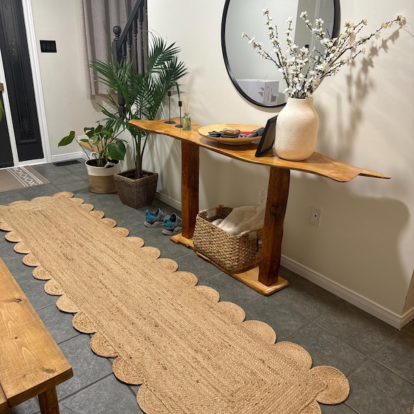 Scalloped Runner Rug, Jute Scallop Rug, Jute Runner Rug, Natural Jute ...