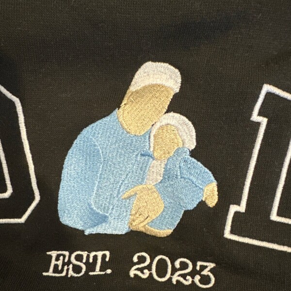 Custom Daddy Photo Sweatshirts, Embroidered Sketch From Portrait ...