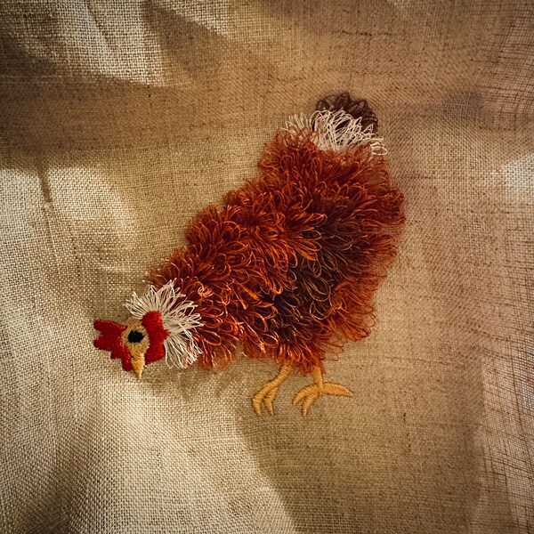 Chicken Fringed Fluffy Chenille Farm Bird Small Machine Embroidery ...