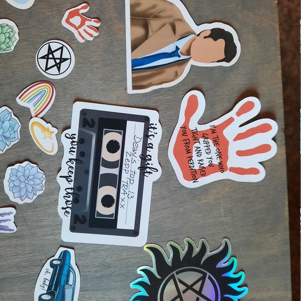 Castiel Hand Print Stickers, Supernatural, Gripped You Tight and Raised ...