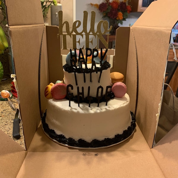 Hello Teen Cake Topper is Kate Spade Inspired, With Black and White ...