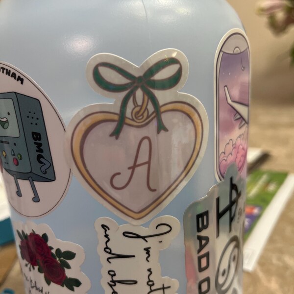 Custom Initial Heart Locket Waterproof Sticker-unique Gift ...