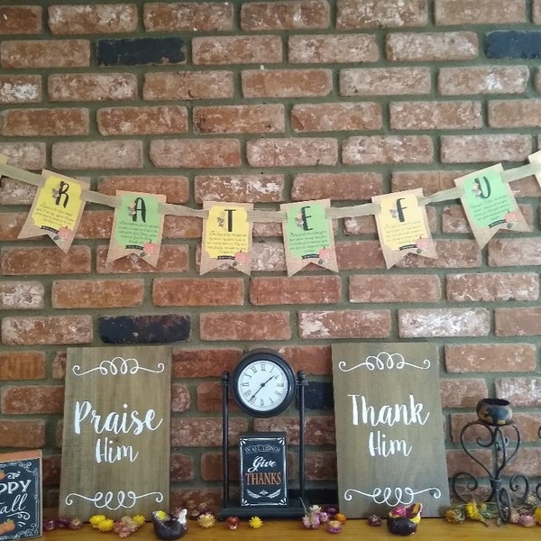 Grateful Banner, Printable Fall Banner, Autumn Decor, Fall Decoration ...