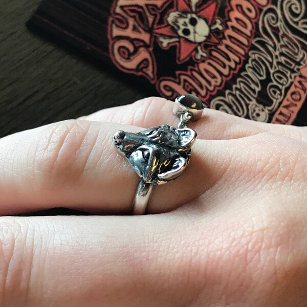 Wolf Pup Ring - 925 Sterling Silver - Solid Hand Cast Oxidised Polished ...