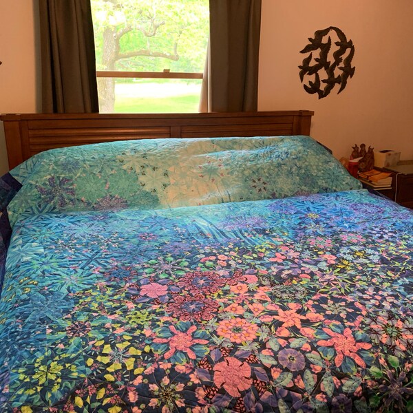Floral Peacock One Block Wonder Handmade King Size Quilt That Measures ...