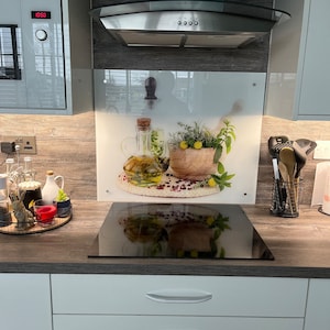 Kitchen Glass Splashback Toughened and Heat Resistant Tile Cooker Panel ...