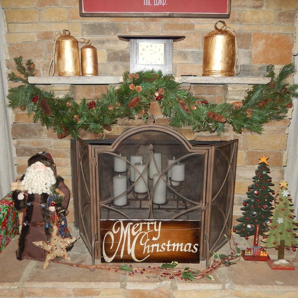 Yuletide Bells - Set of 3 Large Rustic Gold Bells With Rope - Standing ...