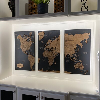 World Map Push Pin Wall Art With FREE Pins Cork World Map - Etsy