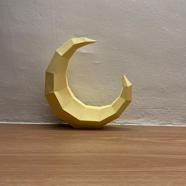 Moon and Stars Papercraft 3D DIY Low Poly Paper Crafts Origami Wall ...