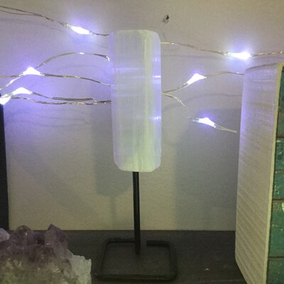 Selenite Stone on Metal Stand, Selenite Mini Pin, Healing Selenite on ...