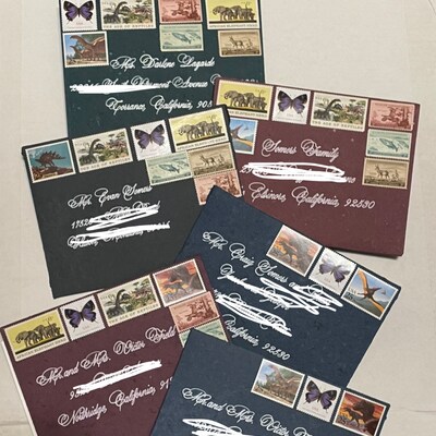 20 US Vintage Postage Stamps .. Shades of ORANGE .. Curated Collection ...