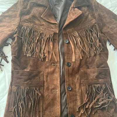 Mens Vintage Fringe Leather Jacket Suede Leather Jacket, Mens Cowboy ...