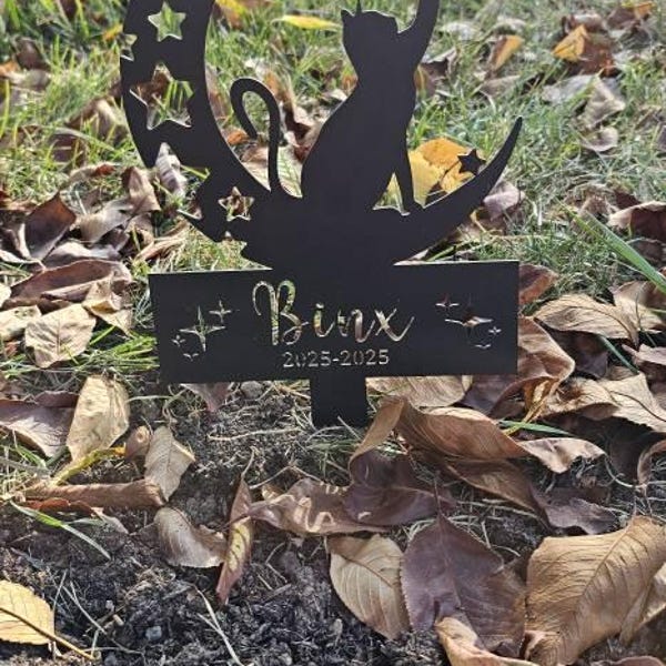 Personalized Metal Cat Stake, Cat Memorial Stake With Flowers, Custom ...