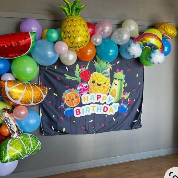 Hey Bear Sensory Backdrop With Logo and Birthday Dancing Fruit ...