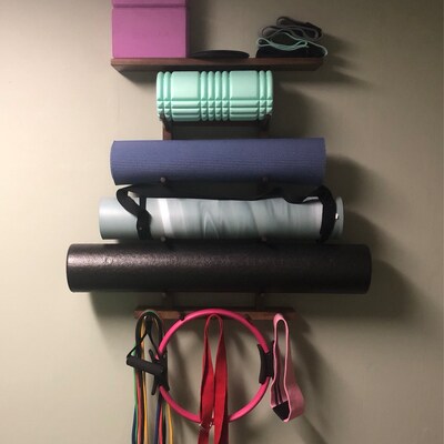 Wall-mounted Yoga Mat Rack: Handmade, Furniture Quality, 100% Solid ...