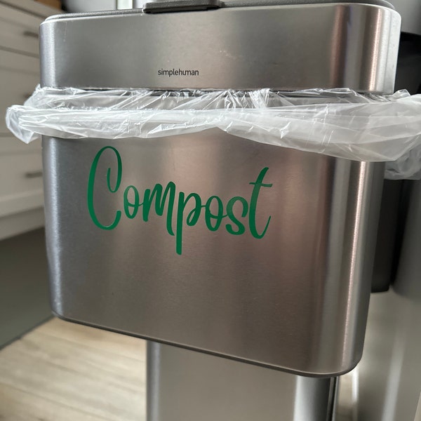 Fancy Script Trash Compost Recycle Sticker Vinyl Decal, Trash Recycle ...