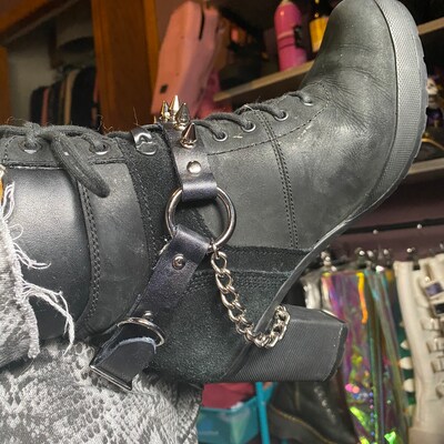 Spiked Punk Bootstrap With 1/2 Spikes, Leather Boot Strap With Little ...