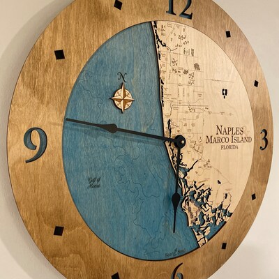 Outer Banks 3D Wood Map Tide Clock, Coastal Home Decor, OBX Nautical ...