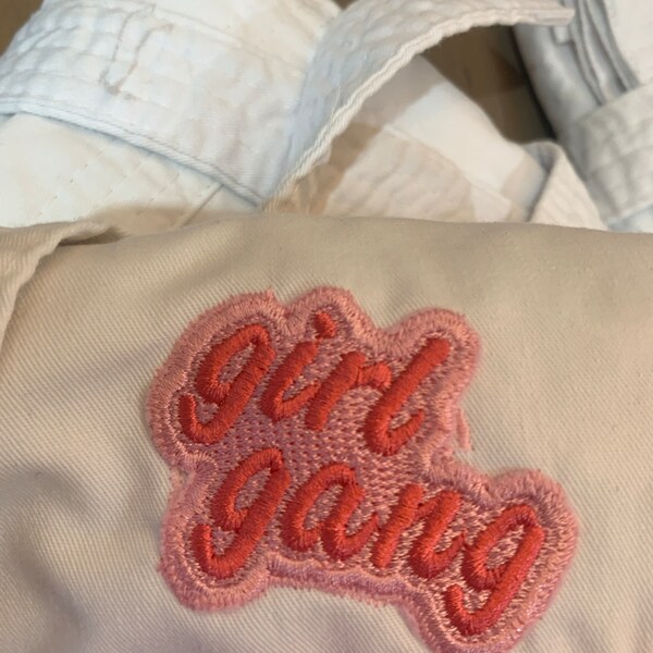 Girl Gang, Pink Female Empowerment, Feminist Embroidered Iron on or Sew ...