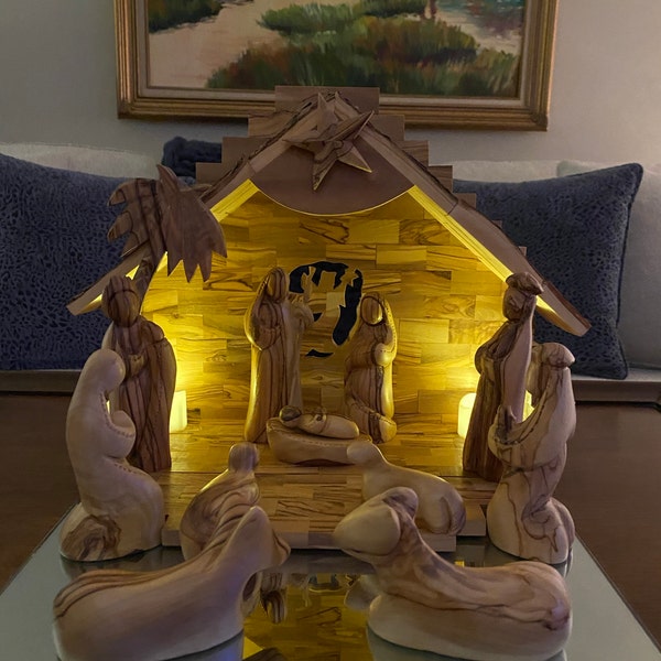 Large Nativity Set | Wooden Nativity Set for Christmas | Olive Wood ...