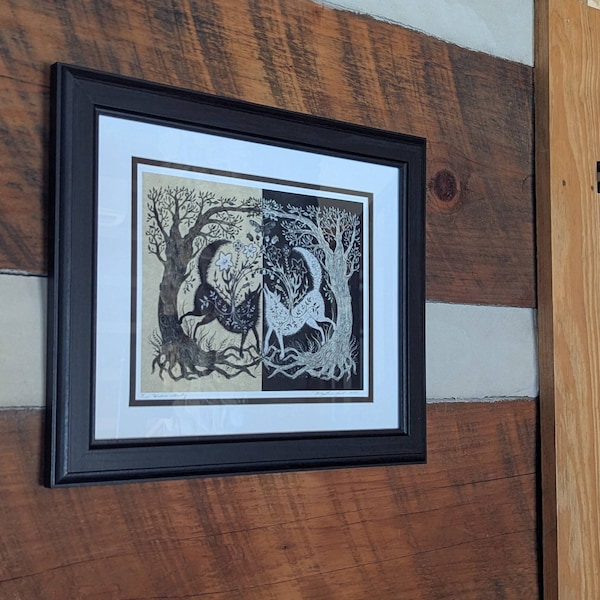 Two Wolves Meeting - Print - Etsy