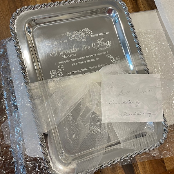 Engraved Tray, Engraved Wedding Invitation, Serving Tray, Personalized ...