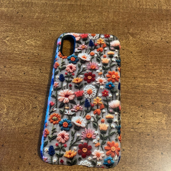 Boho Summer Floral Faux Embroidery Phone Case | Romantic Cottagecore ...