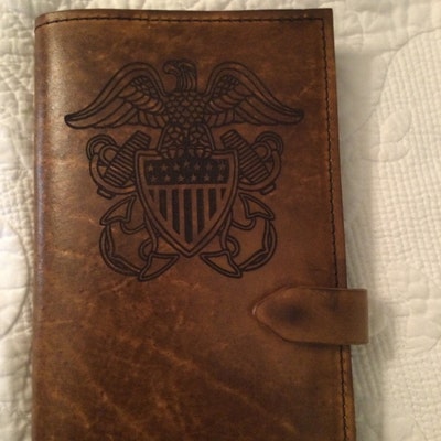 Single Anchor Navy Chief Charge Book Leather Journal Cover - Etsy