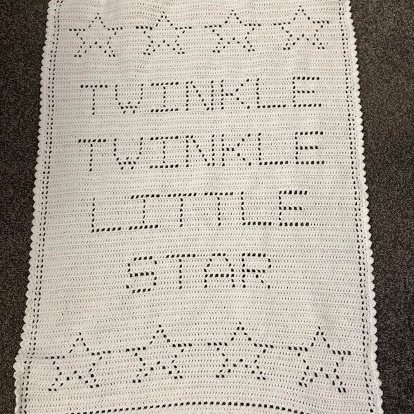 Crochet Blanket Pattern Twinkle Twinkle Little Star Filet Blanket PDF ...