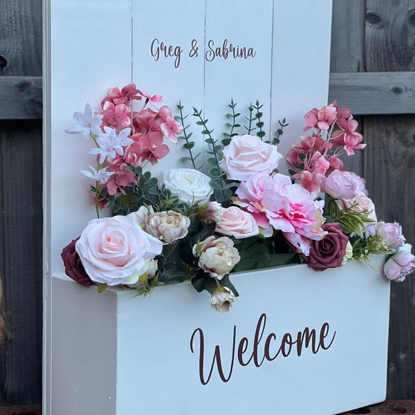 Welcome Flower Box Sign Vinyl Decals Wedding Flower Box Sign Vinyl ...