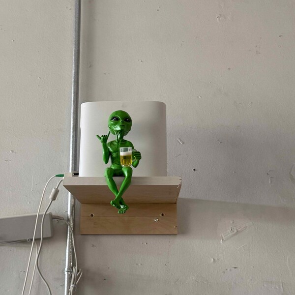Alien Invasion “party Alien” Male Hang Loose Beer Drinking Ledge ...