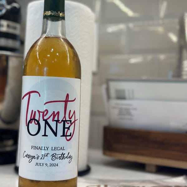 Custom 21st Birthday Wine Label/funny Birthday Gift/happy Twenty One ...