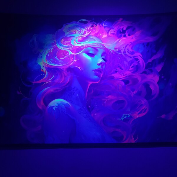 Pyramid DMT Temple Maya Inca UV Tapestry, Blacklight Reactive Wall ...