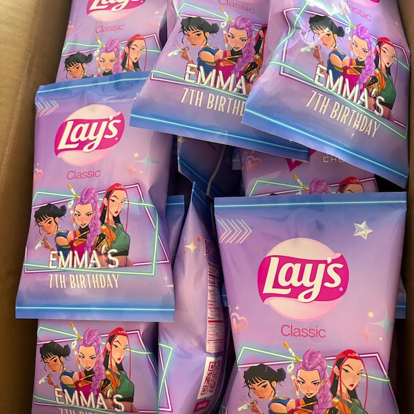 Kpop Birthday Chip Bags – Demon Hunter Party Favors HUNTR/X and Saja ...