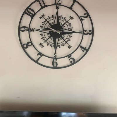 Unique Latin Numeral Compass Metal Wall Clock, Extra Large Modern ...