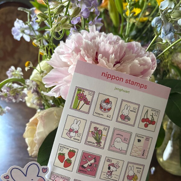 Japanese Nippon Stamps Sticker Sheet - for Bullet Journal, Bujo ...