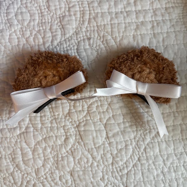 Crochet Bear Ear Hair Clips - Etsy