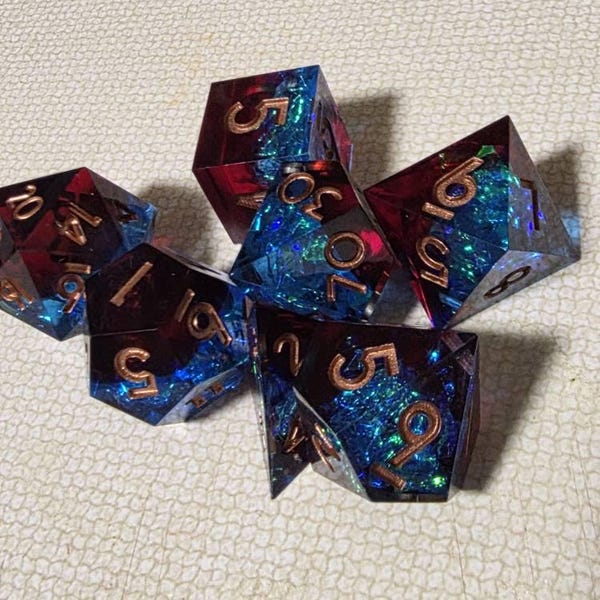Blue Lightning DND D20 Dice, Resin Sharp Edge Dice Set, D&D Dice Set ...