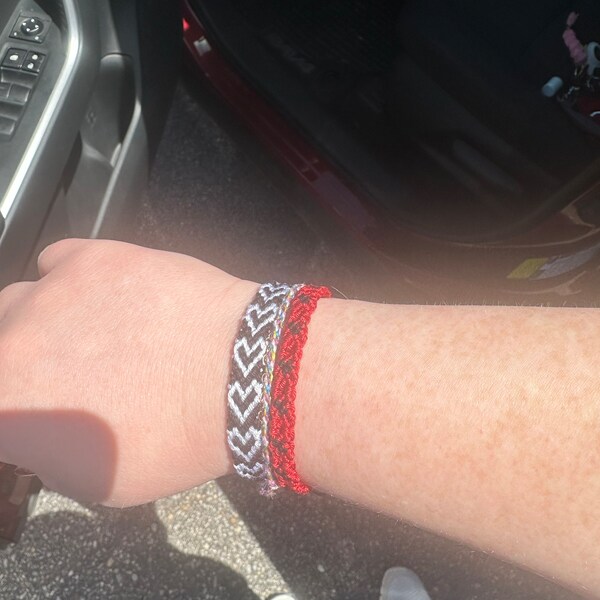 Customizable Tiny Heart Friendship Bracelet, Woven Mini Heart Bracelet ...