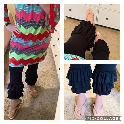 Triple Ruffle Leggings Ladies Sizes Capri Length . Amazing Quality ...