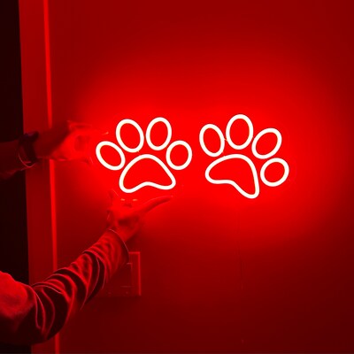 Paws Neon Sign, Dogs Paws Neon Light, Custom Cats Paws Led Sign, Pet ...