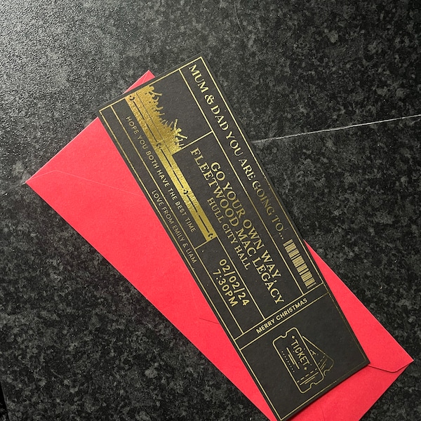 Personalised Event Foiled Ticket, Custom Souvenir Golden Foil Ticket ...