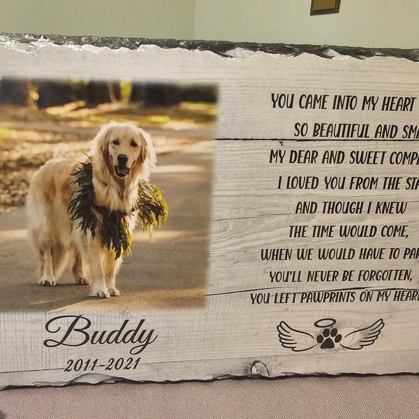 Dog Memorial Plaque | Paw Print | Rainbow Bridge Poem | Pet Memorial ...