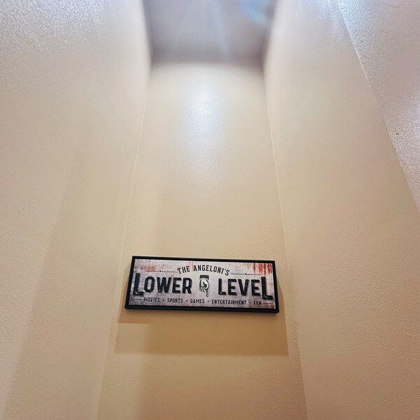Personalized Lower Level Sign, Rustic Basement Lounge Decor - Etsy