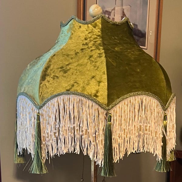 Luxury Arched Shape Lamp Shade, Velvet Fringed Lamp Cover,embroidered ...